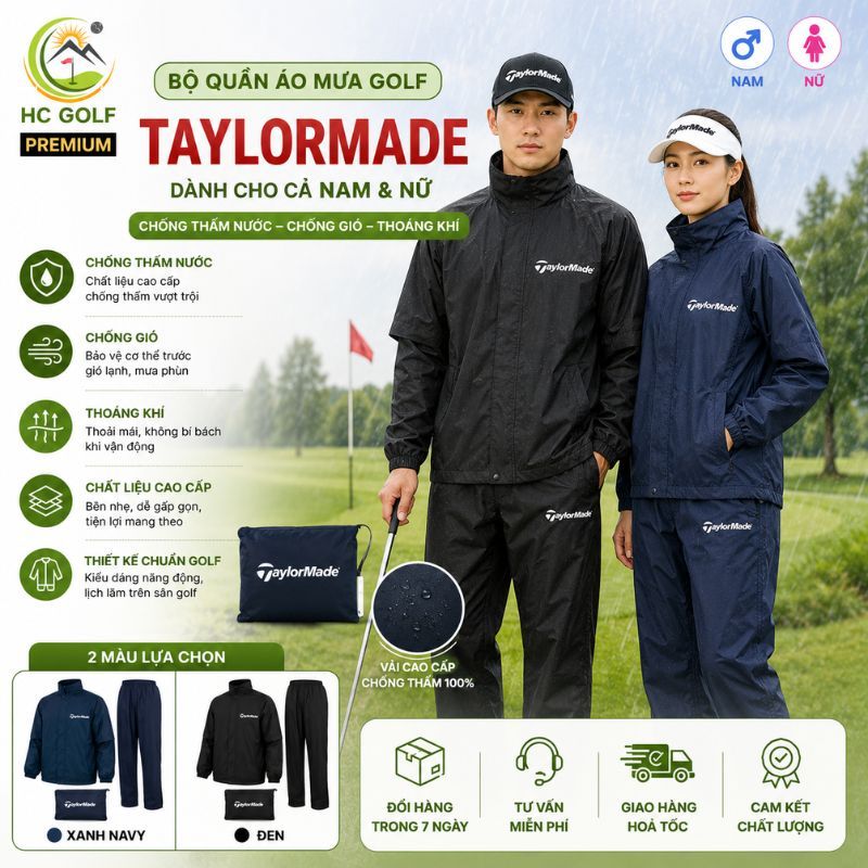 Bộ Quần Áo Mưa Golf TAYLORMADE Cho Golfer Chuyên Nghiệp Siêu Nhẹ, Chống ...