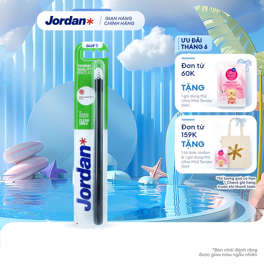 [Giao màu ngẫu nhiên] Bàn chải đánh răng Jordan Clean Smile lông siêu ...