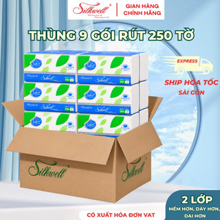 [THÙNG 18 GÓI] Giấy Ăn Rút Lụa Silkwell Thùng 9/18 Gói Xanh Rút 250 Tờ ...