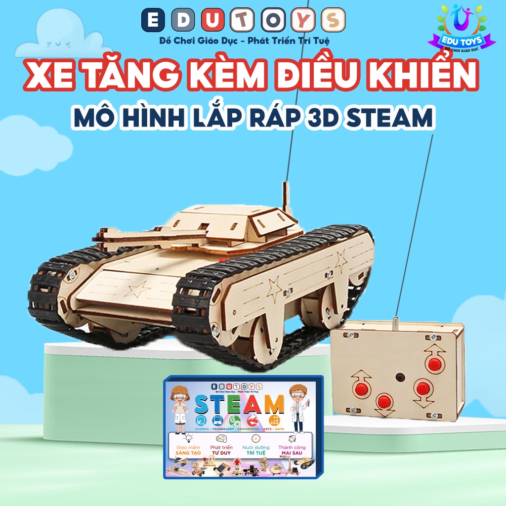 Mô Hình Lắp Ráp STEAM 3D XE TĂNG KÈM ĐIỀU KHIỂN TỪ XA Đồ Chơi Cho Bé ...