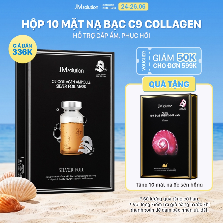 [MUA 1 TẶNG 1] Hộp 10 Miếng Mặt Nạ Bạc C9 Collagen JMsolution Hỗ Trợ ...
