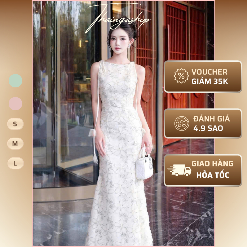 { MỞ BÁN- TẶNG KHĂN CHOÀNG } Đầm Dự Tiệc Dáng Dài Đuôi Cá Cổ Thuyền ...