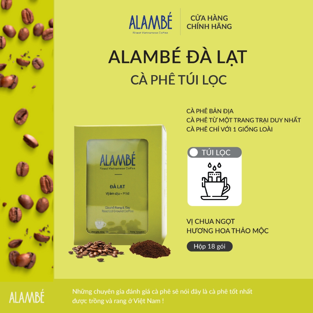 ALAMBÉ Đà Lạt - Cà phê phin giấy/ túi lọc Arabica Bourbon, vị chua ngọt ...