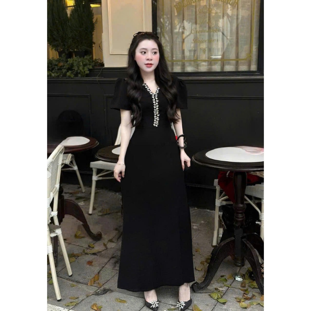 D845 (TÁO ĐỎ BIGSIZE 55-90KG) ĐẦM THIẾT KẾ BIGSIZE VIỀN ĐÁ DÁNG DÀI ...