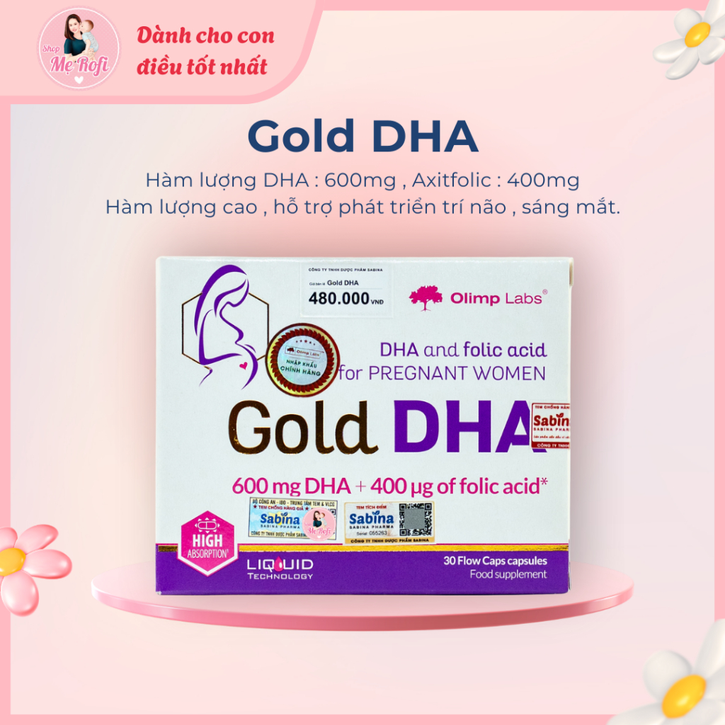 Gold DHA Olimp Labs cho mẹ bầu bổ sung DHA , axitfolic phát triển trí ...