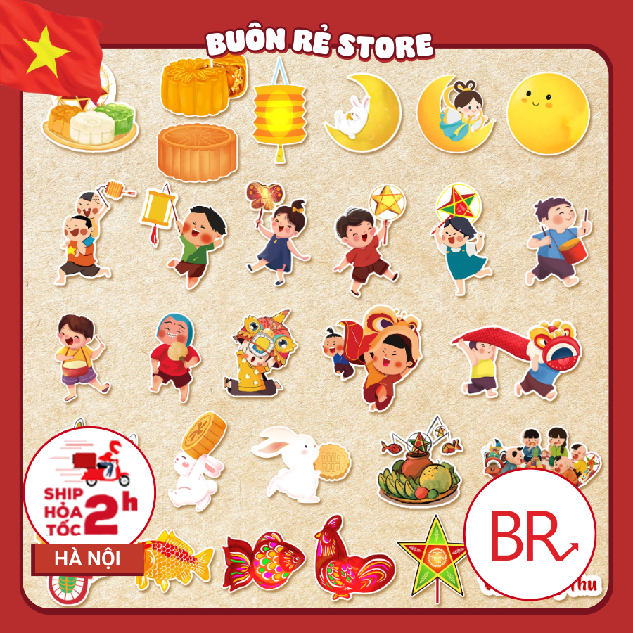 [Trung Thu 2025] Set 30 Tag Trung Thu Trang Trí Hộp Bánh,Túi Quà, Mẹt ...