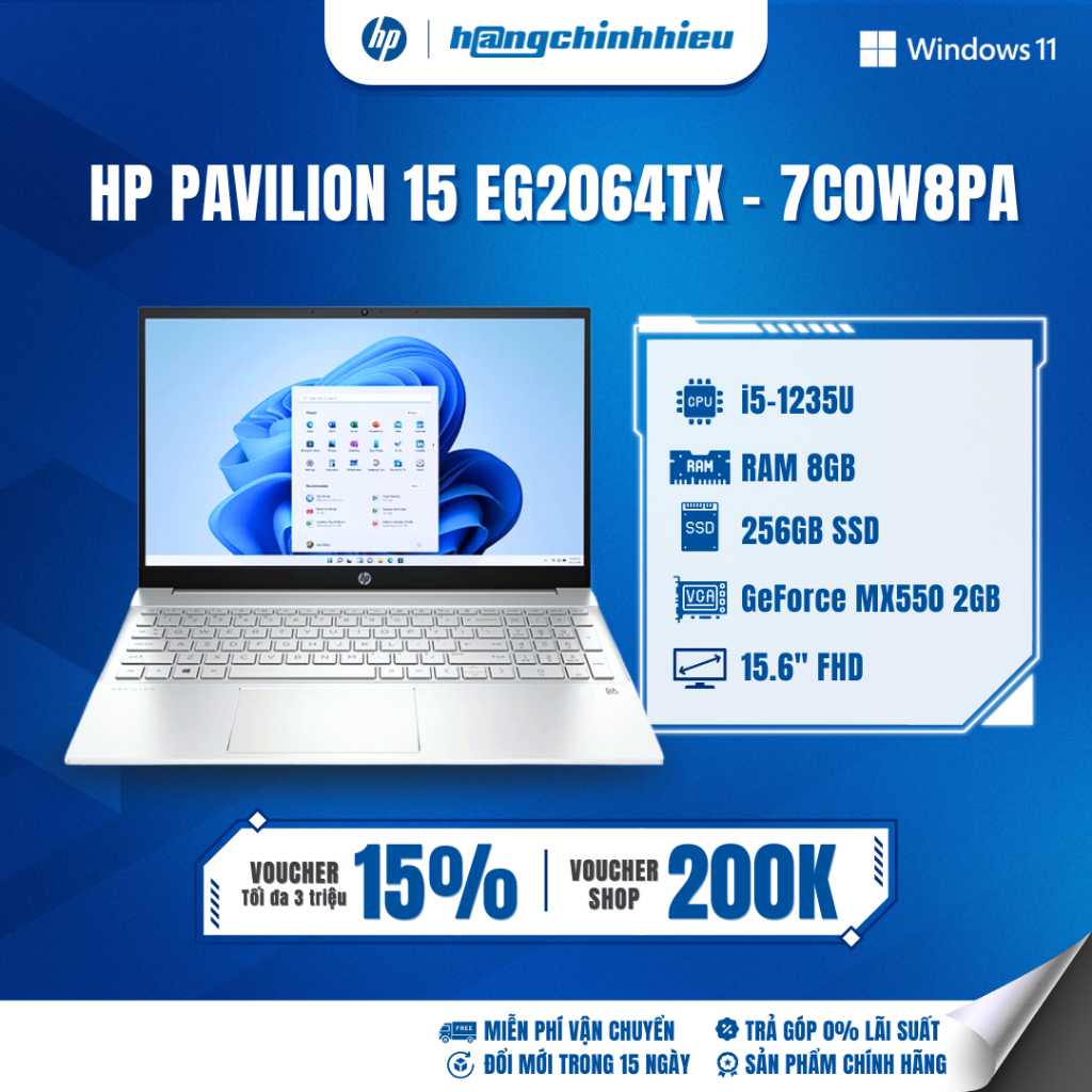 Laptop HP Pavilion 15-eg2064TX 7C0W8PA i5-1235U | 8GB | 256GB | MX550 2GB | 15.6' FHD | Shopee ...