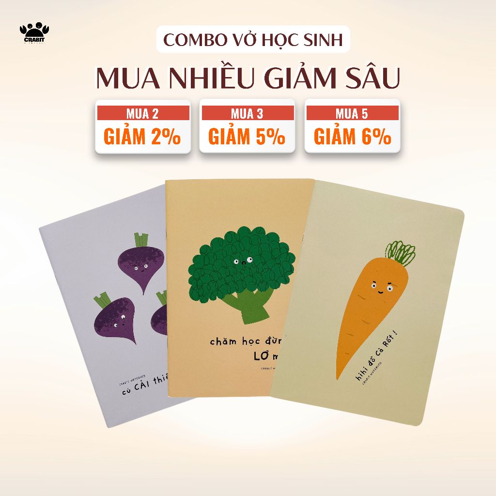 Set vở kẻ Ngang 80 100 120 trang combo vở học sinh Crabit Notebuck Studygram Collection | Shopee ...
