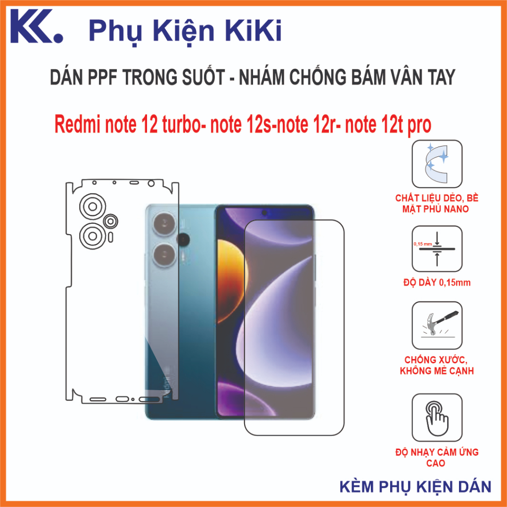 Miếng dán Ppf Redmi note 12 turbo / note 12s / note 12r / note 12t pro Dán Ppf nhám chống bám ...