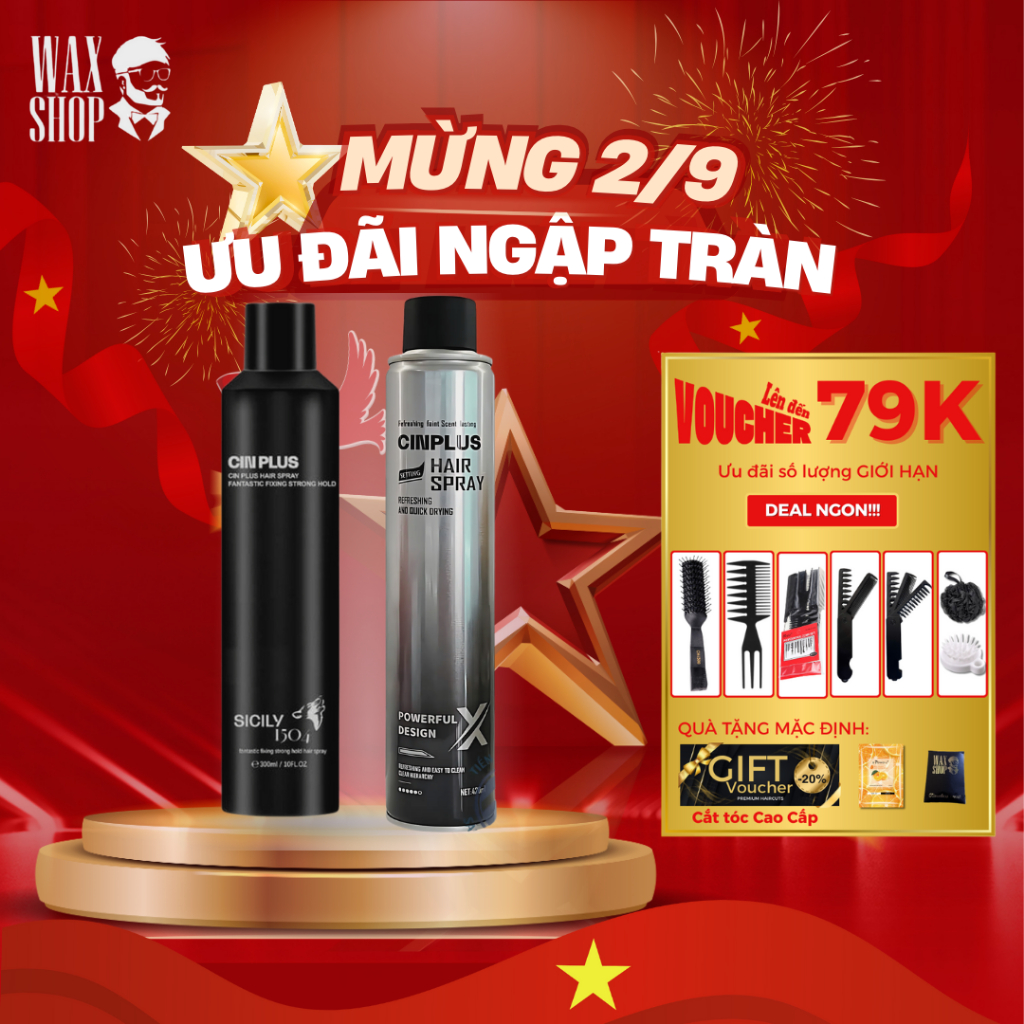 Gôm xịt tóc nam Cin Plus Hair Spray 300ml, Hair Spray X 420ml giữ nếp ...
