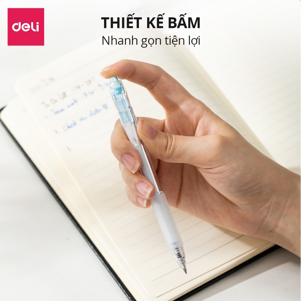 (12c) Bút gel bấm Deli G057 mẫu mới có ruột thay thế S206, bút viết khô ...