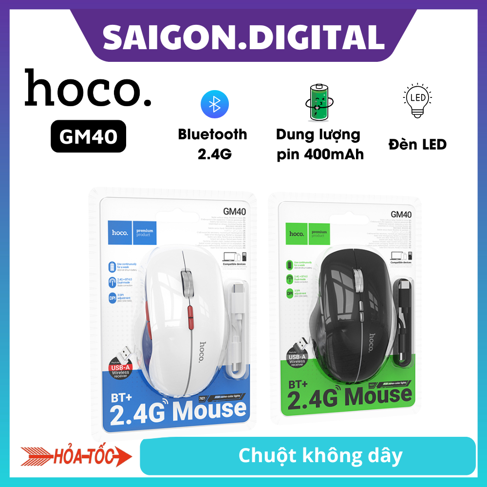 Chuột không dây Hoco GM40 có chế độ Bluetooth có đèn LED - Tích hợp pin ...