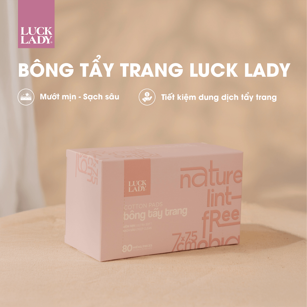 [x LUCK LADY] COMBO 2 HỘP Bông tẩy trang Luck Lady 80 miếng TẶNG 2 HỘP ...