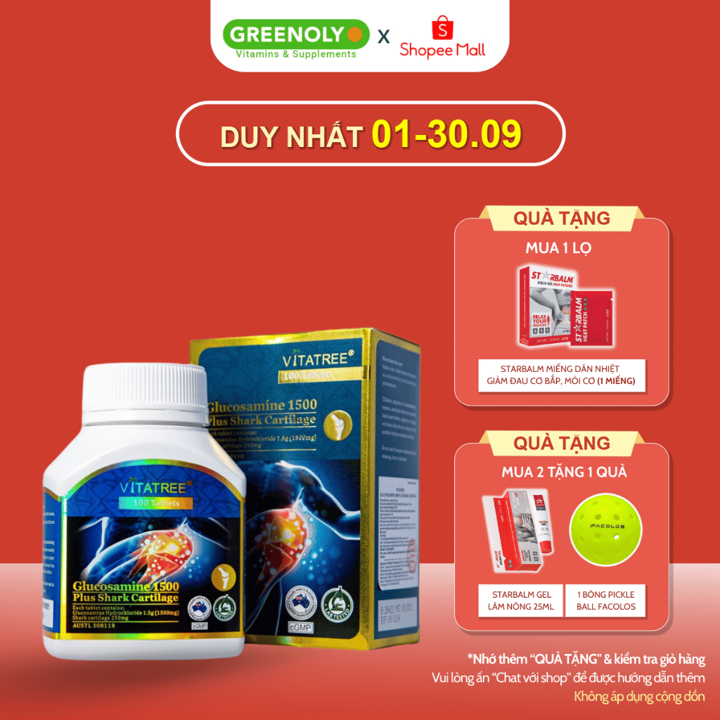 Viên Uống Hỗ Trợ Xương Khớp Glucosamine, Sụn Cá Mập Vitatree ...