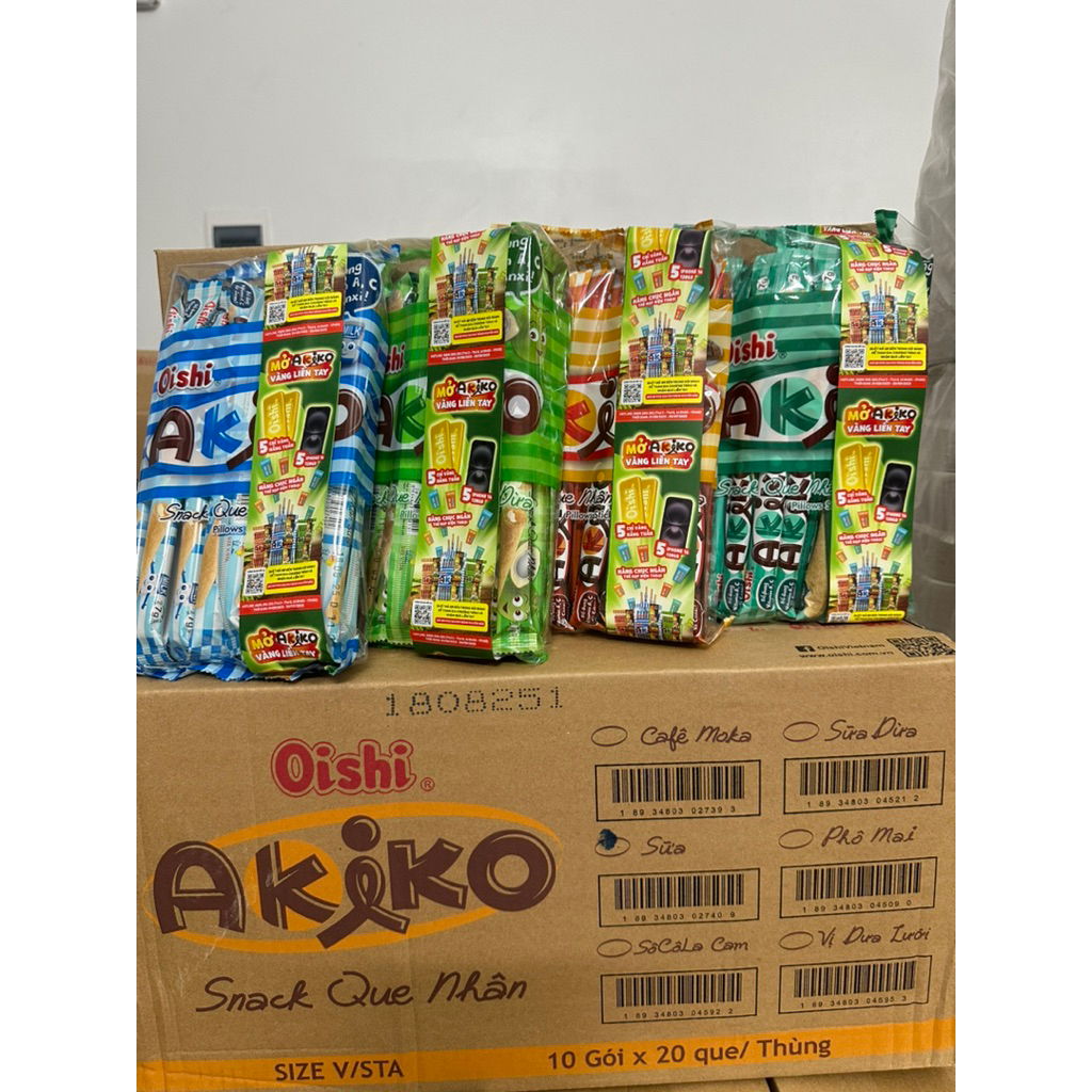 Thùng Oishi Akiko Snack Que Nhân 10 Gói x 20 Que.( 140g ) | Shopee Việt Nam