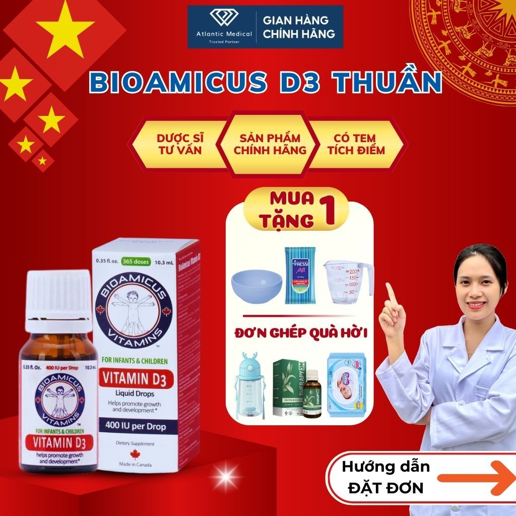 [Quà Xinh] Bioamicus Vitamin D3 THUẦN Hỗ Trợ Bé Cao Lớn Khỏe Mạnh Lọ ...
