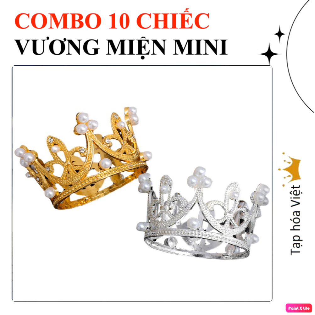 [COMBO 10] VƯƠNG MIỆN MINI trang trí bánh sinh nhật, vương miện trang ...