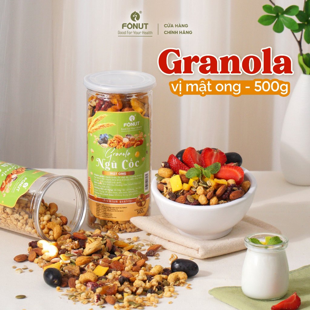 Hạt ngũ cốc granola Fonut 500g -250g granola siêu hạt nhiều macca cho ...