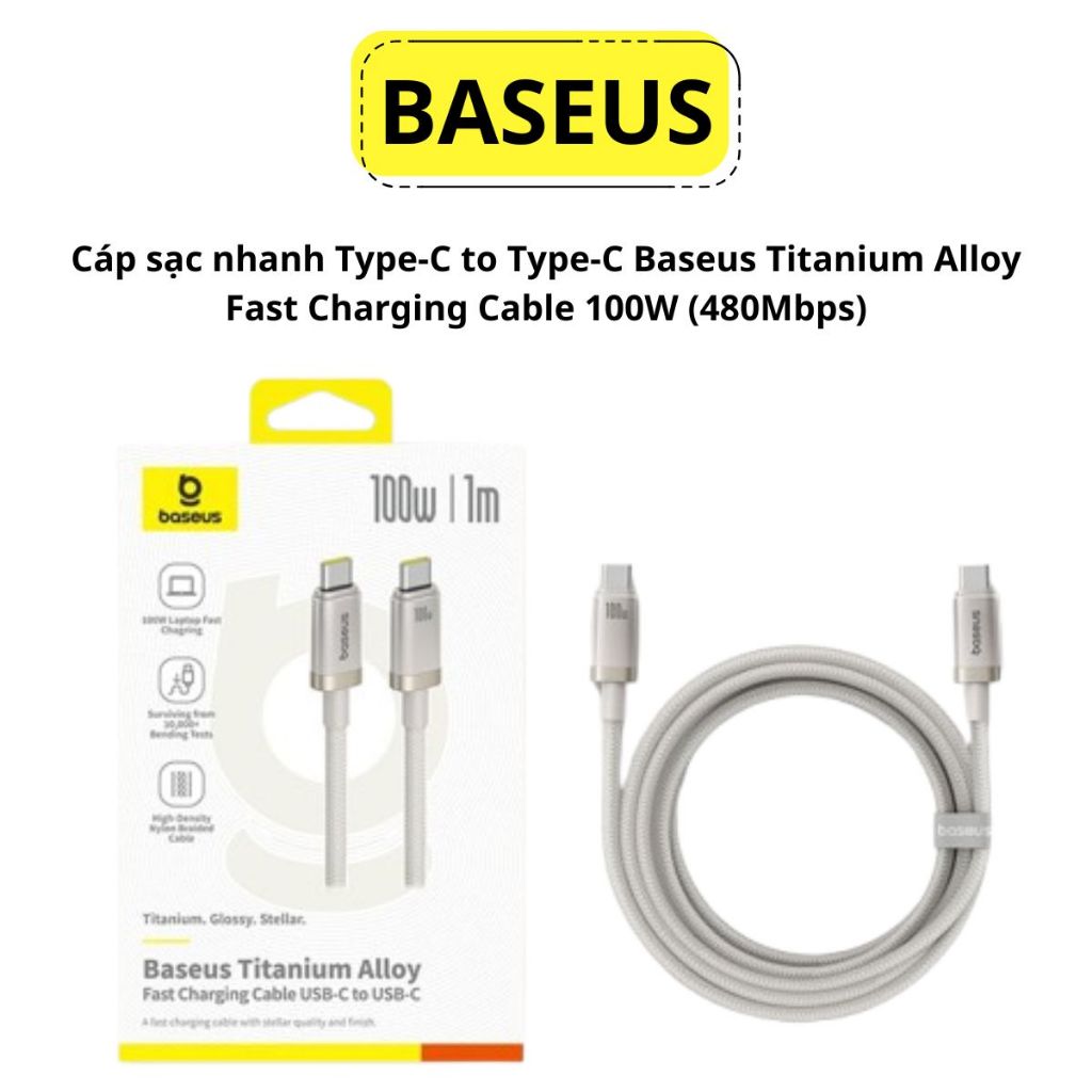 Cáp sạc nhanh Type-C to Type-C Baseus Titanium Alloy Fast Charging ...