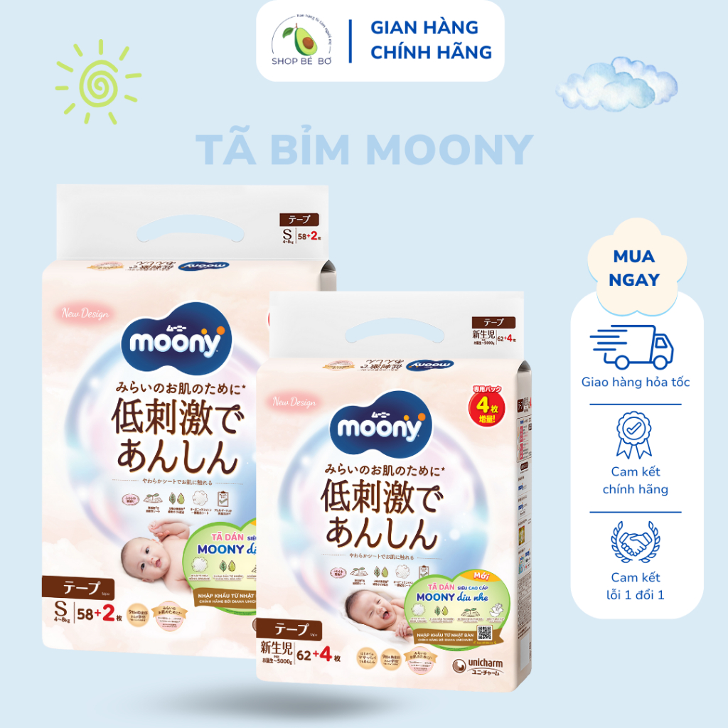 Bỉm Moony Trắng Natural/Moony Dịu Nhẹ Nhập Khẩu Nhật Bản Cho Da Nhạy ...