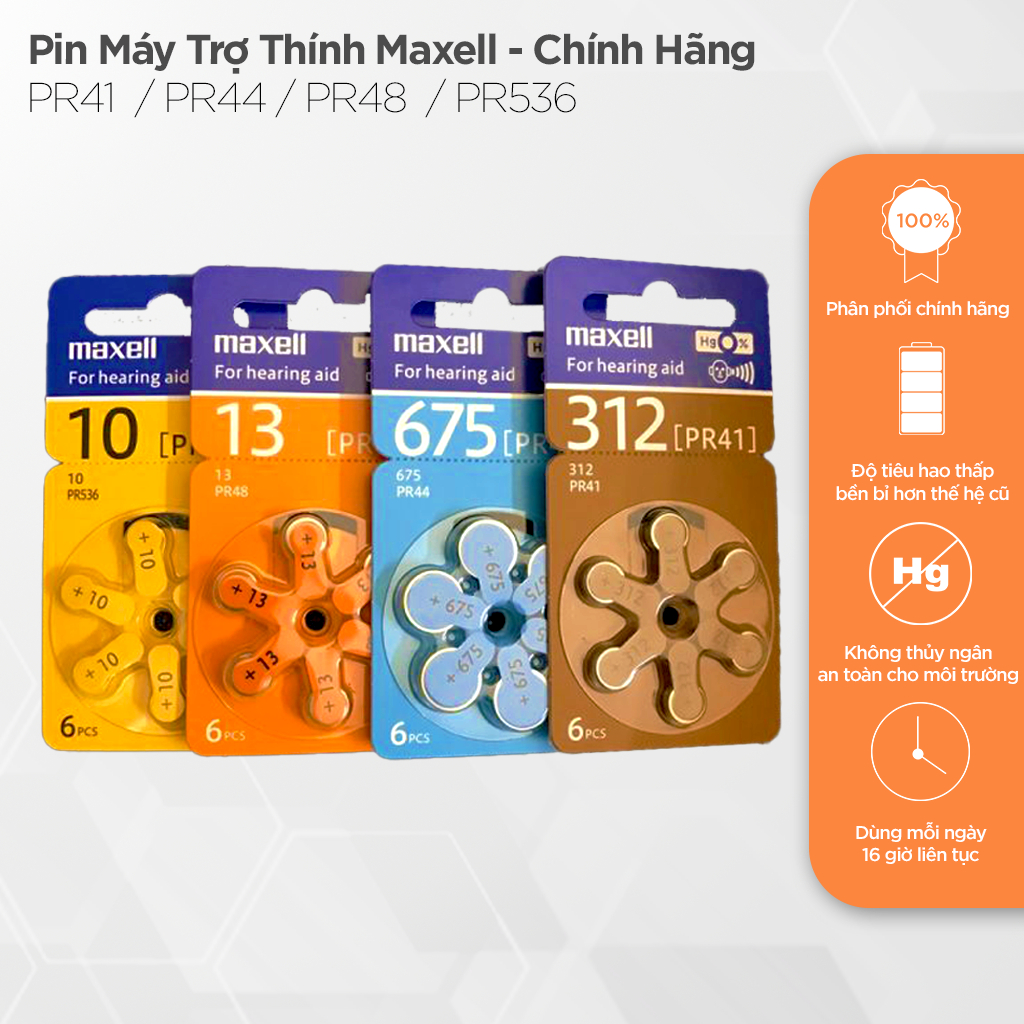 Pin Maxell - Pin Máy Trợ Thính PR41 / PR44 / PR48 / PR536 - Chính Hãng | Shopee Việt Nam