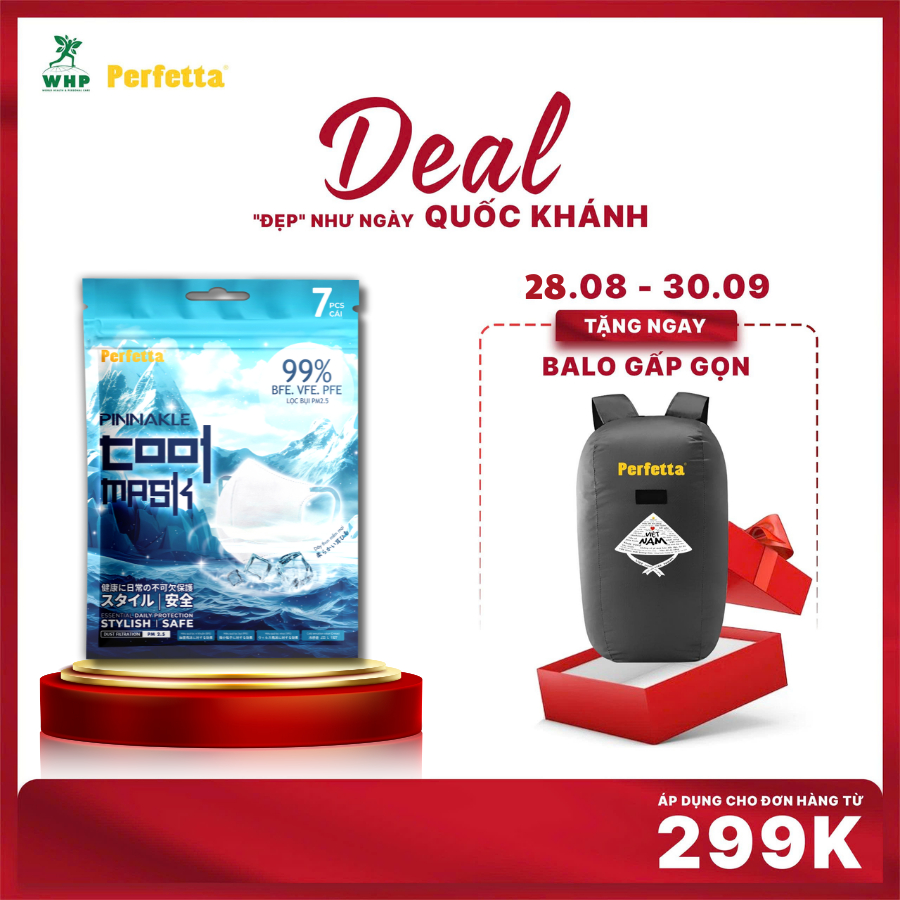 (Tặng Balo ĐH 299K) Gói Khẩu Trang Perfetta Pinnakle Cool Mask, Lớp ...