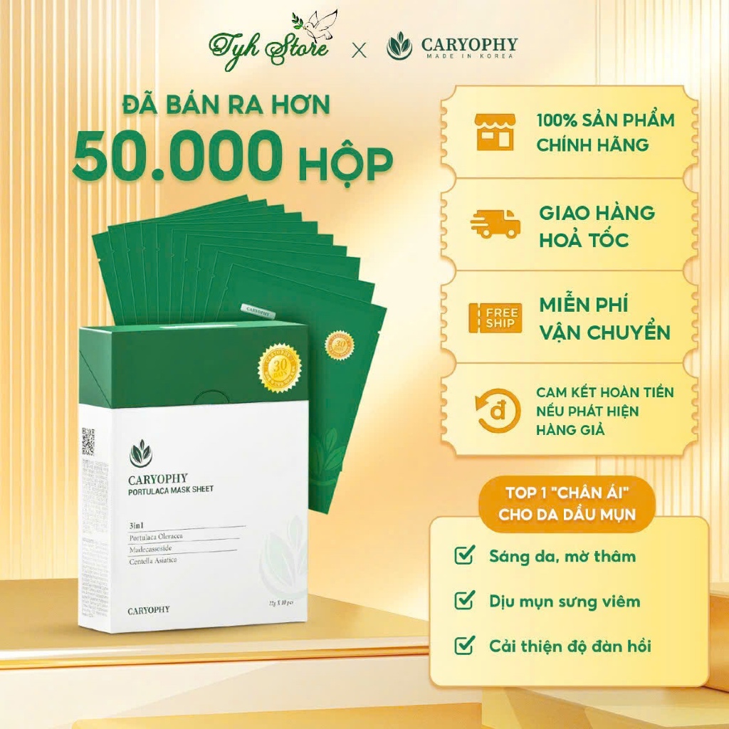 Mặt nạ giấy dưỡng da CARYOPHY 22g (Caryophy Portulaca Mask Sheet 22g ...