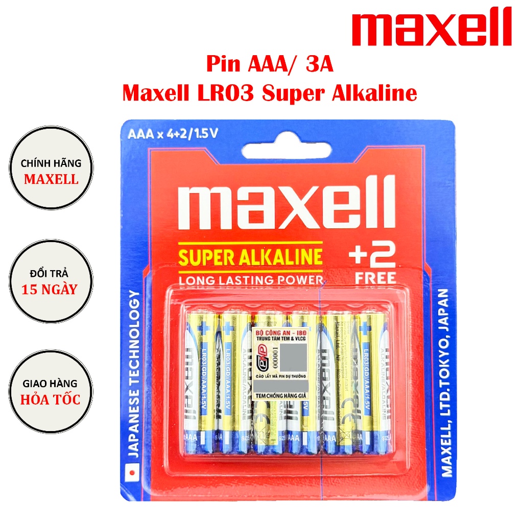 Pin đũa AAA/ 3A Maxell LR03 Super Alkaline Vỉ 4 Tặng 2 Viên 1.5V - Pin ...