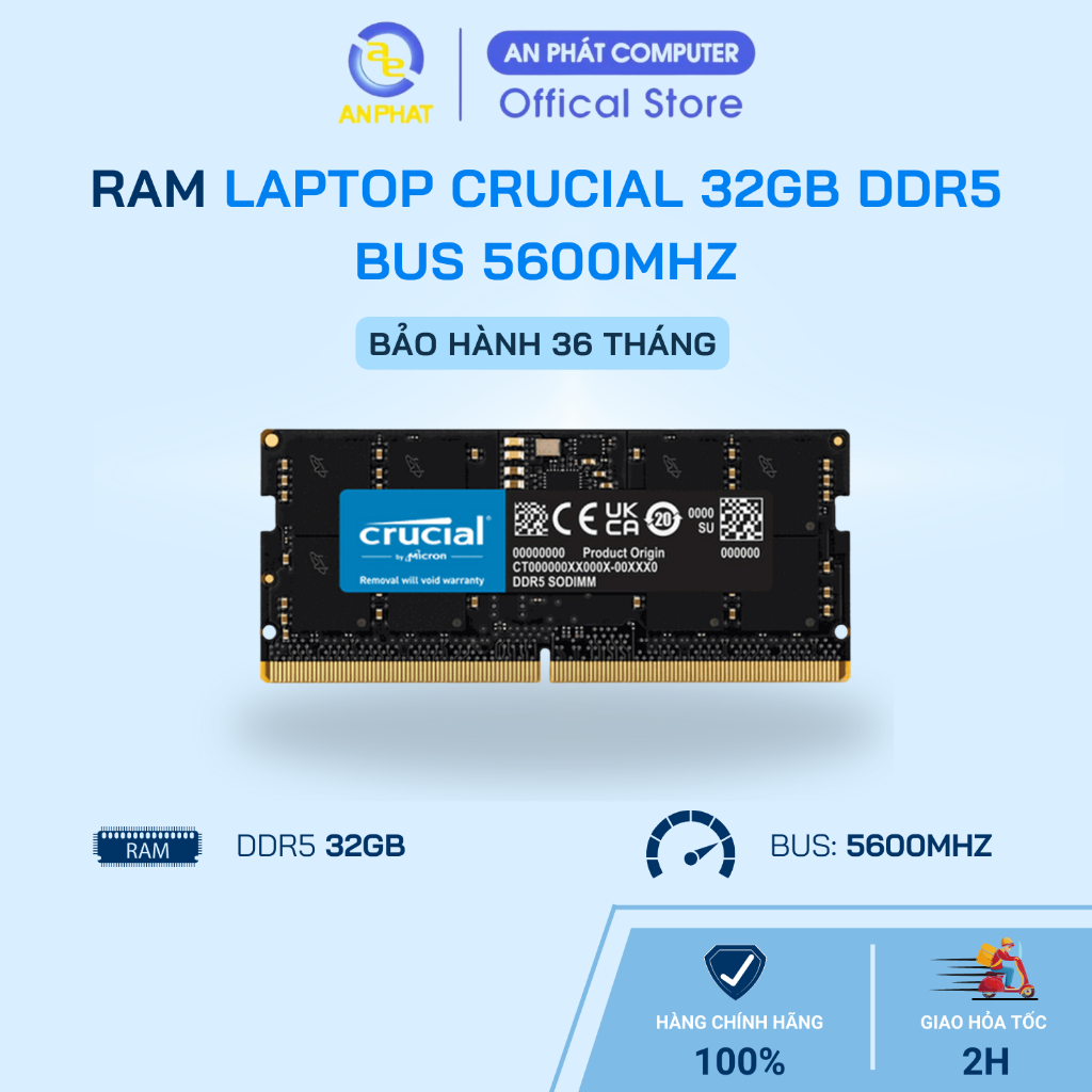 [FULL VAT] Ram Laptop CRUCIAL 8/16/32GB DDR5 Bus 5600MHz (HÀNG CHÍNH HÃNG | BẢO HÀNH 36 THÁNG ...