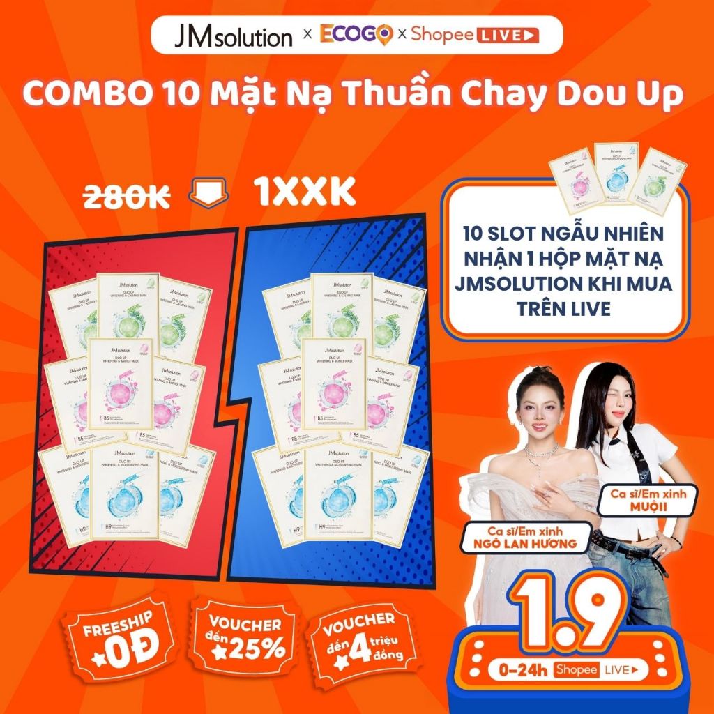 Combo 10 Mặt Nạ Dưỡng Da JMSolution Duo Up Hỗ Trợ Cải Thiện Da, Dưỡng Ẩm Trắng Da 600g ...