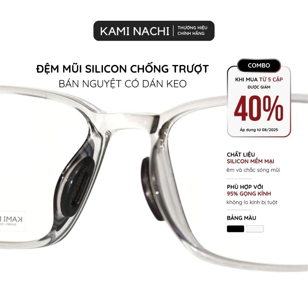 Bộ 2 miếng đệm mũi silicon hình bán nguyệt có mặt dán keo cho mắt kính ...