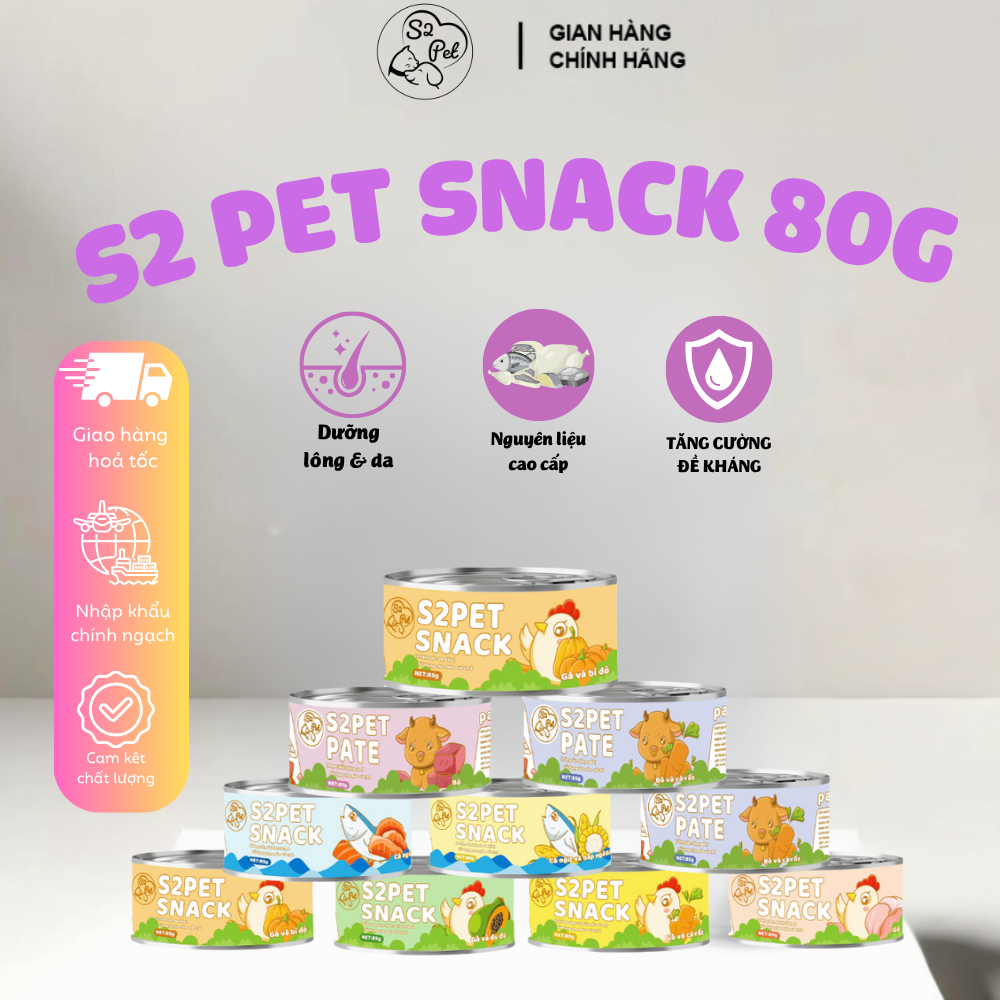 [Lon 85G] Pate cho chó và mèo S2 PET giàu dinh dưỡng, siêu ngon cho pet ...