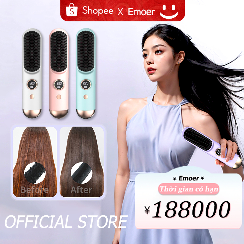 Lược điện không dây ion âm EMOer - Chăm sóc tóc suôn mượt, tạo kiểu ...
