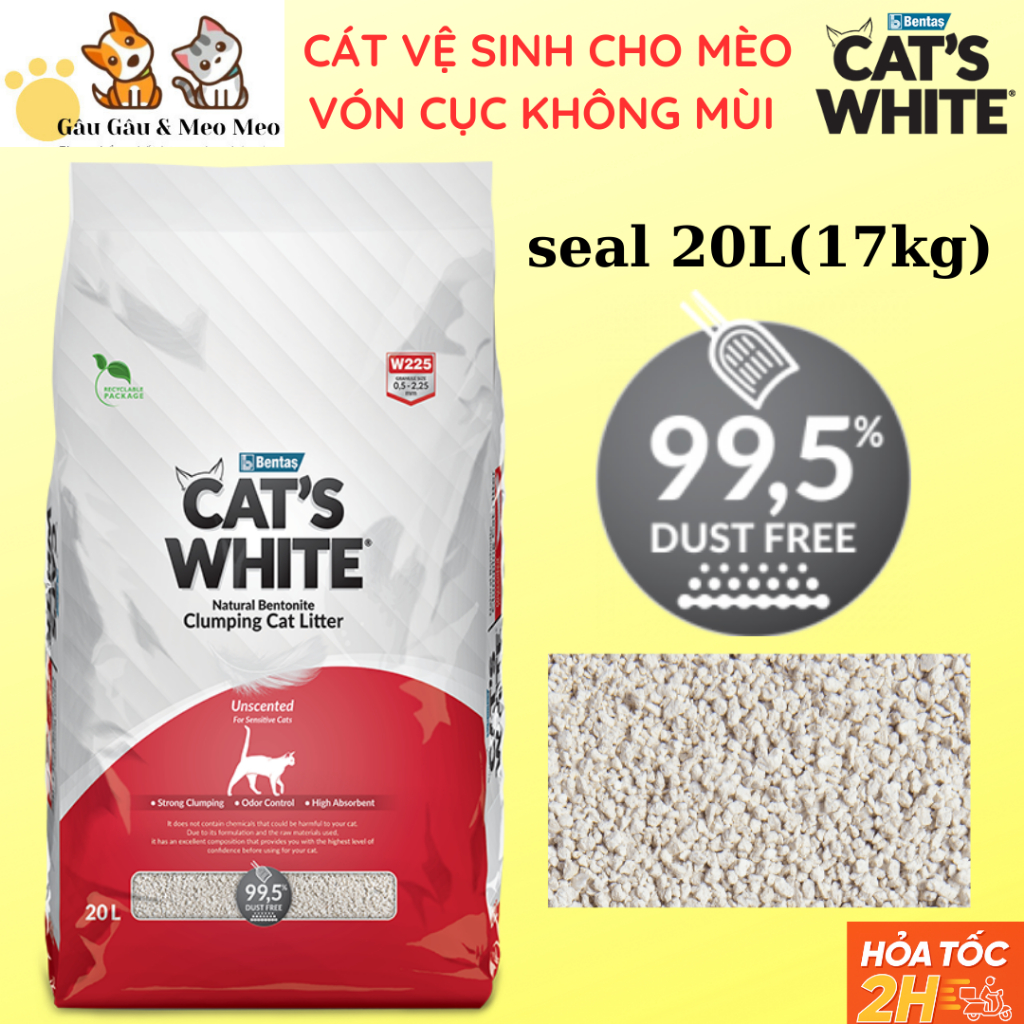 CAT'S WHITE Cát vệ sinh mèo Bao 20L (17kg) | Shopee Việt Nam