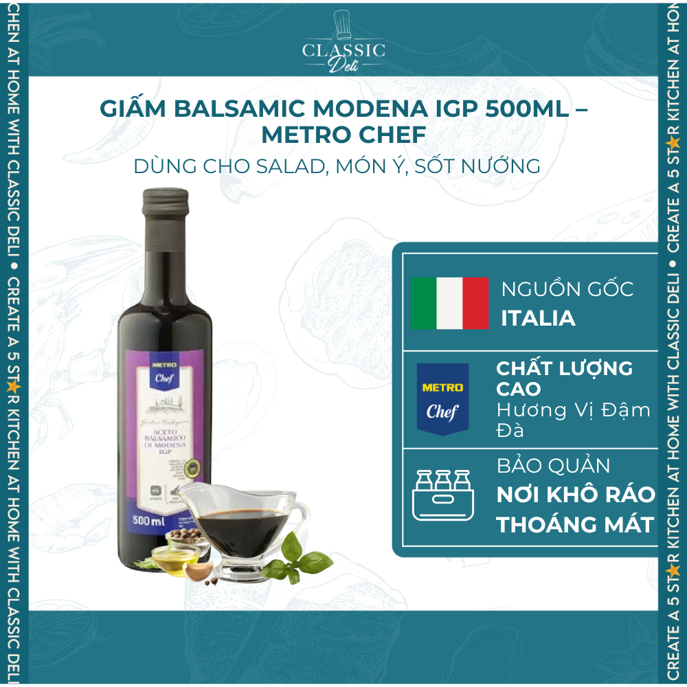 Giấm Balsamic Modena IGP 500ml – Metro Chef MET0701-002 – Aceto Balsamico Di Modena IGP – Dùng ...