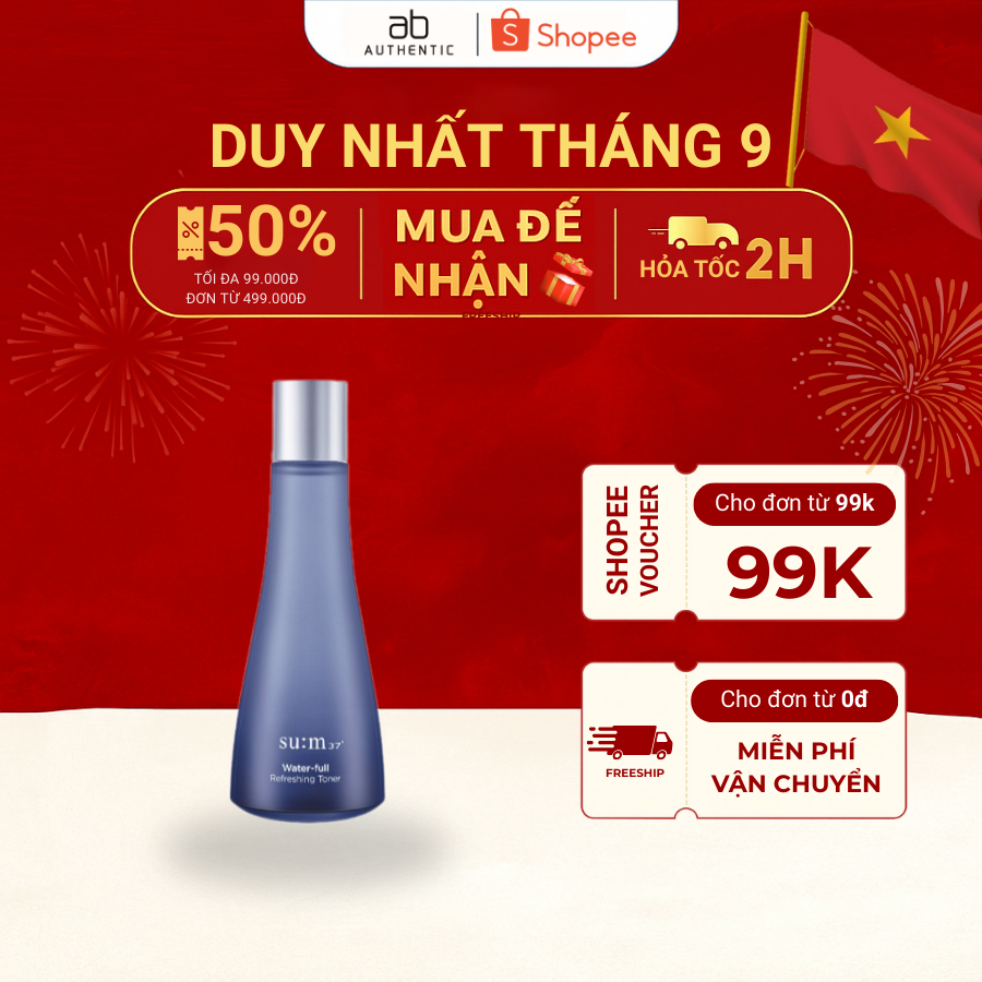 Nước hoa hồng kiềm dầu, giảm lỗ chân lông Sum 37 xanh Water-Full Toner ...