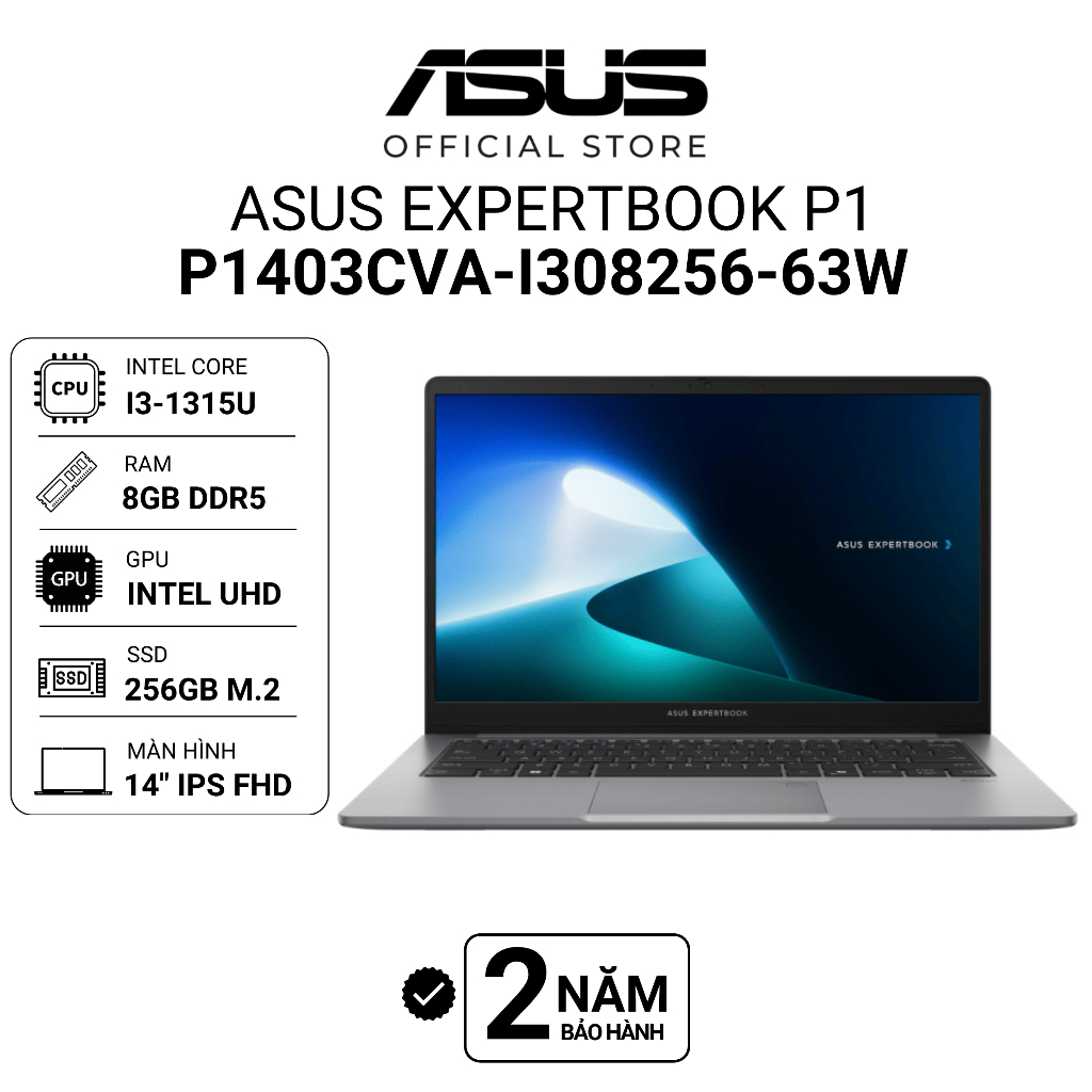 Laptop Asus ExpertBook P1 P1403CVA-i308256-63W Core i3-1315U | 8GB ...