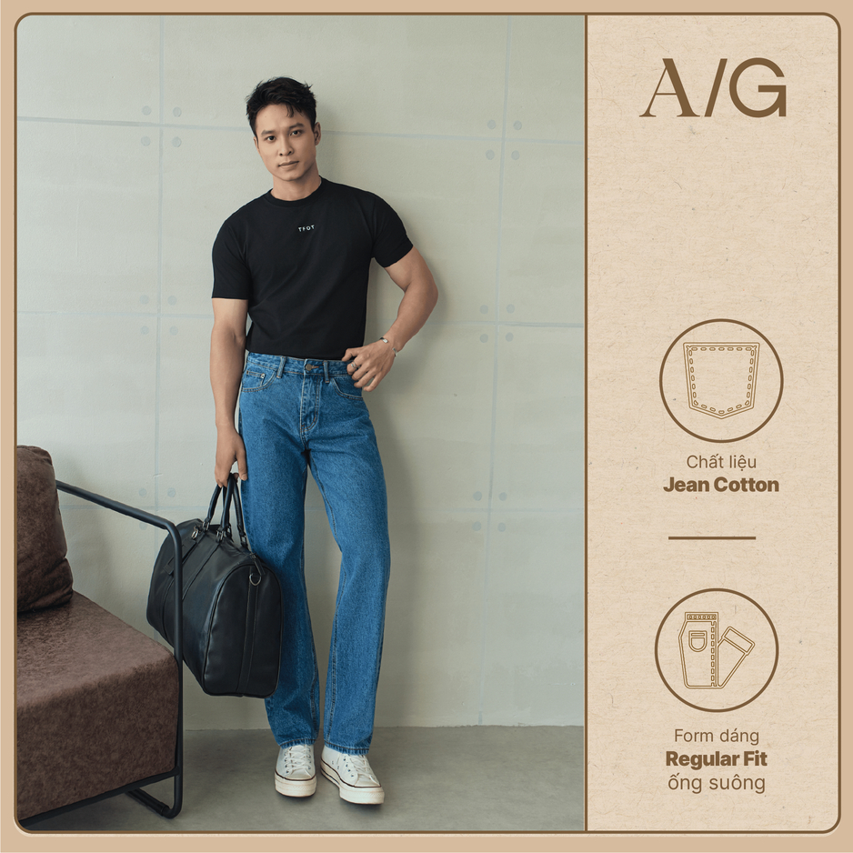 AG67 Quần Jeans Americus Gosani Form Suông Màu Xanh Đậm | Shopee Việt Nam