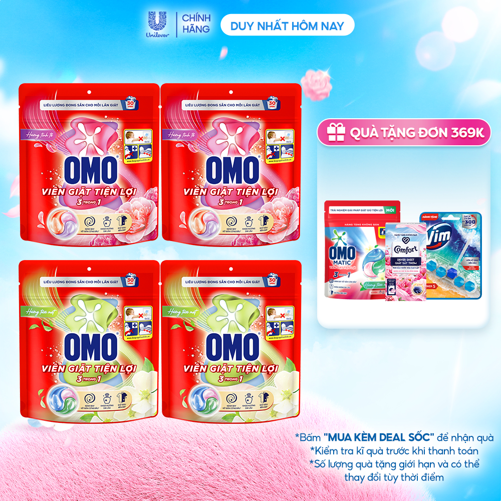 Combo 2 túi viên giặt tiện lợi OMO 3 trong 1 (30 viên) | Shopee Việt Nam
