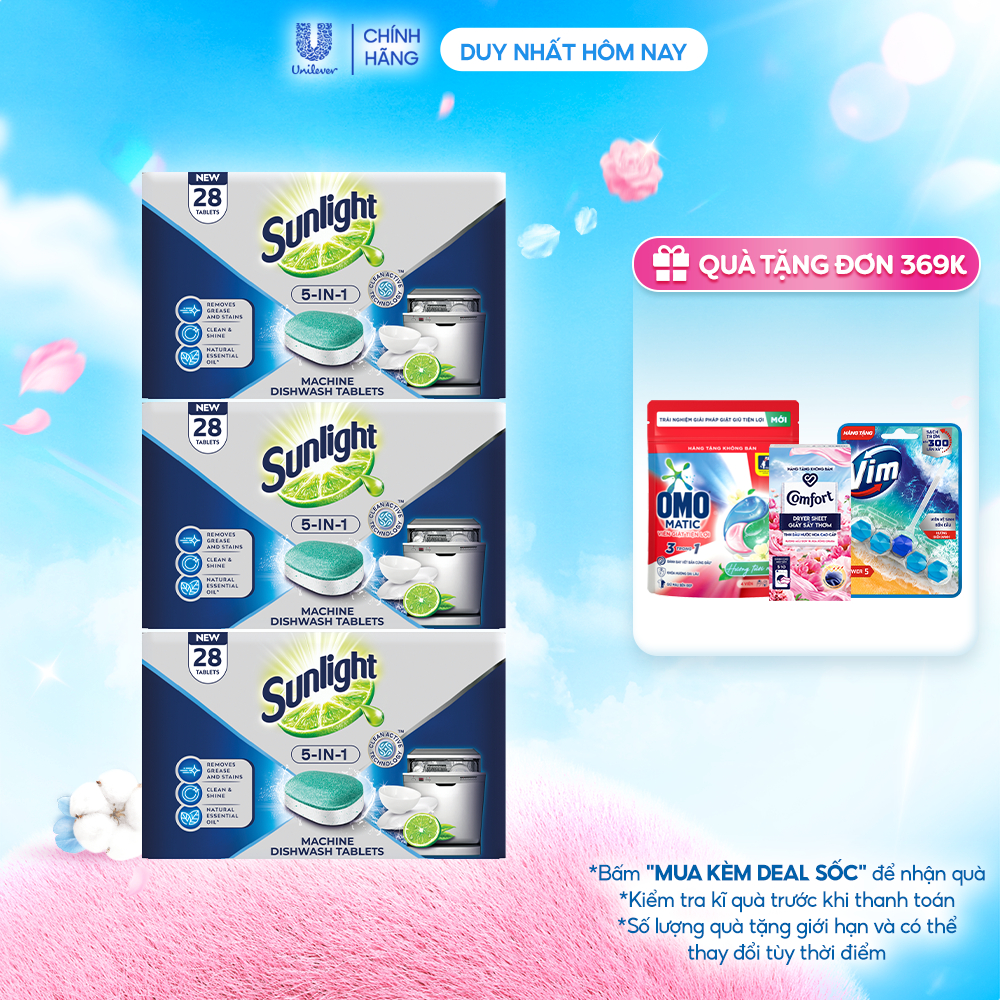 Combo 3 hộp viên rửa chén Sunlight 84 viên/3 hộp | Shopee Việt Nam