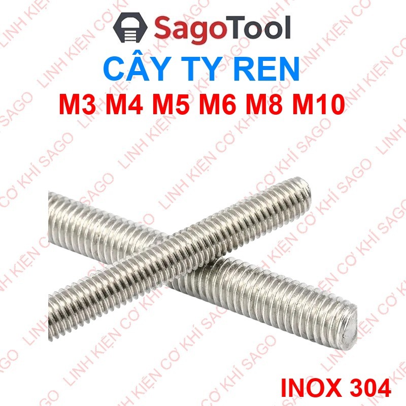 Ty Ren Inox 304 - Thanh Ren Suốt M3 M4 M5 M6 M8 M10 - Chống Gỉ Sét ...