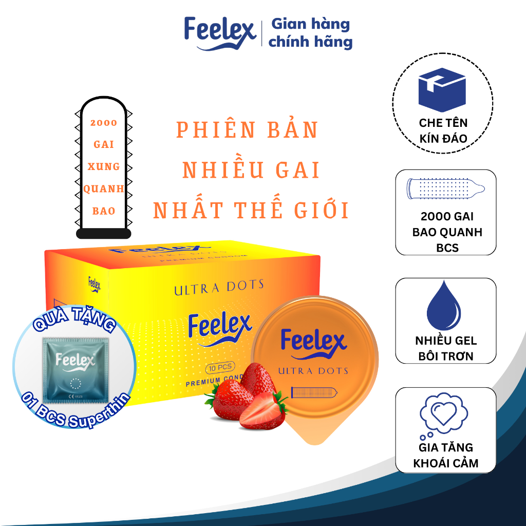 Bao cao su Feelex gân gai, nhiều gel bôi trơn - Hộp 10 bcs | Shopee ...