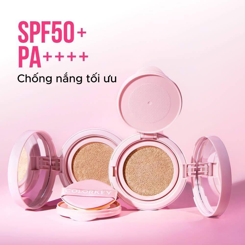 Cushion Chống Nắng SPF 50+ PA++++ COLORKEY Kẻ Ô Hồng, Mỏng Nhẹ Giữ Lớp ...