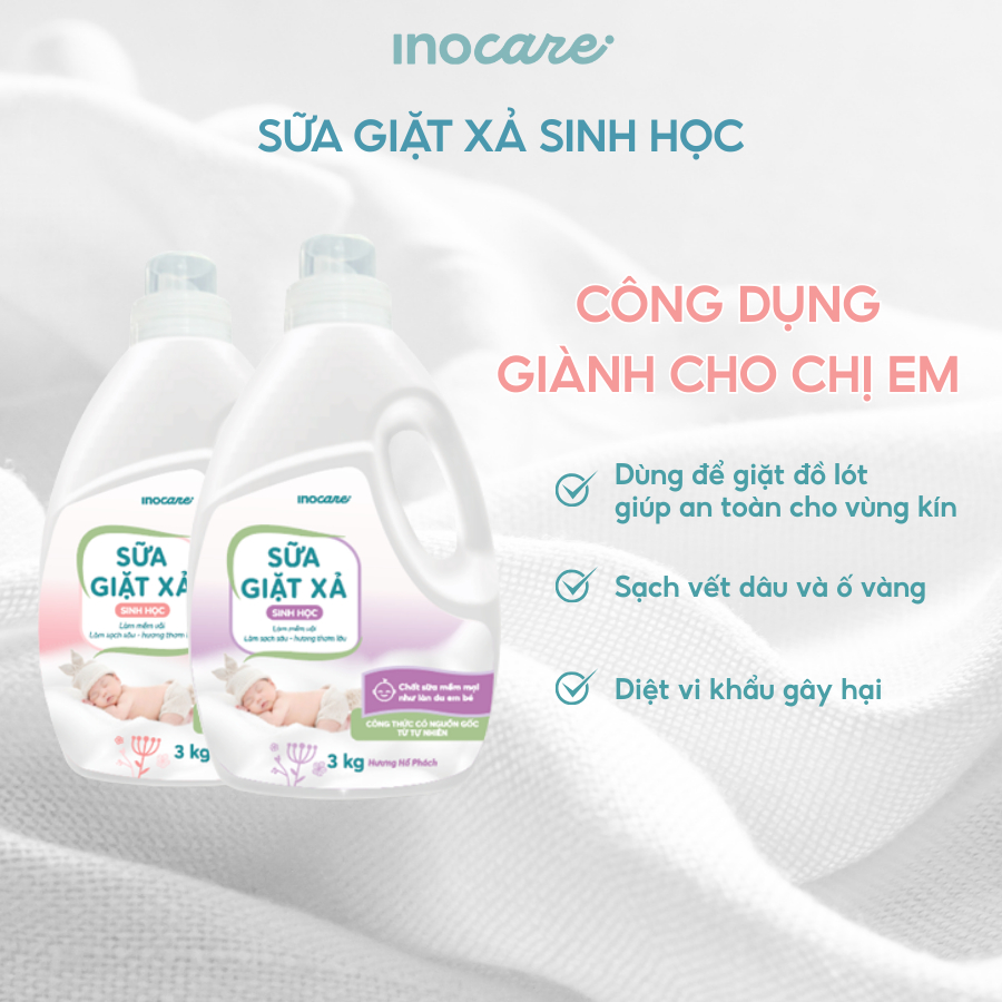 Sữa giặt xả Inocare – Dịu nhẹ, lưu hương lâu, an toàn cho bé và cả gia ...