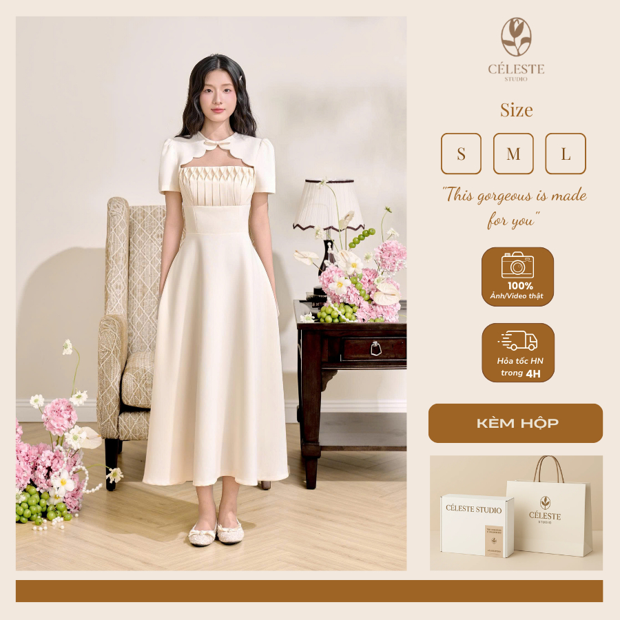 [LIMITED CÉLESTE] Váy Đầm Tiểu Thư Dáng Dài Xoè Cinder Dress Tôn Eo Tay ...