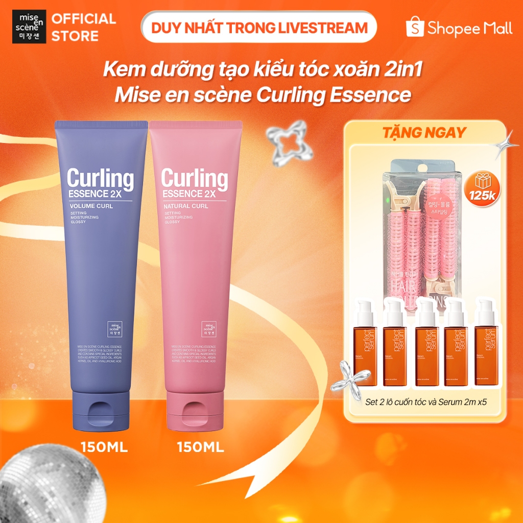 [KOL] Kem dưỡng và tạo kiểu tóc xoăn tự nhiên/bồng bềnh mise en scène Curling Essence 2X 150ml ...