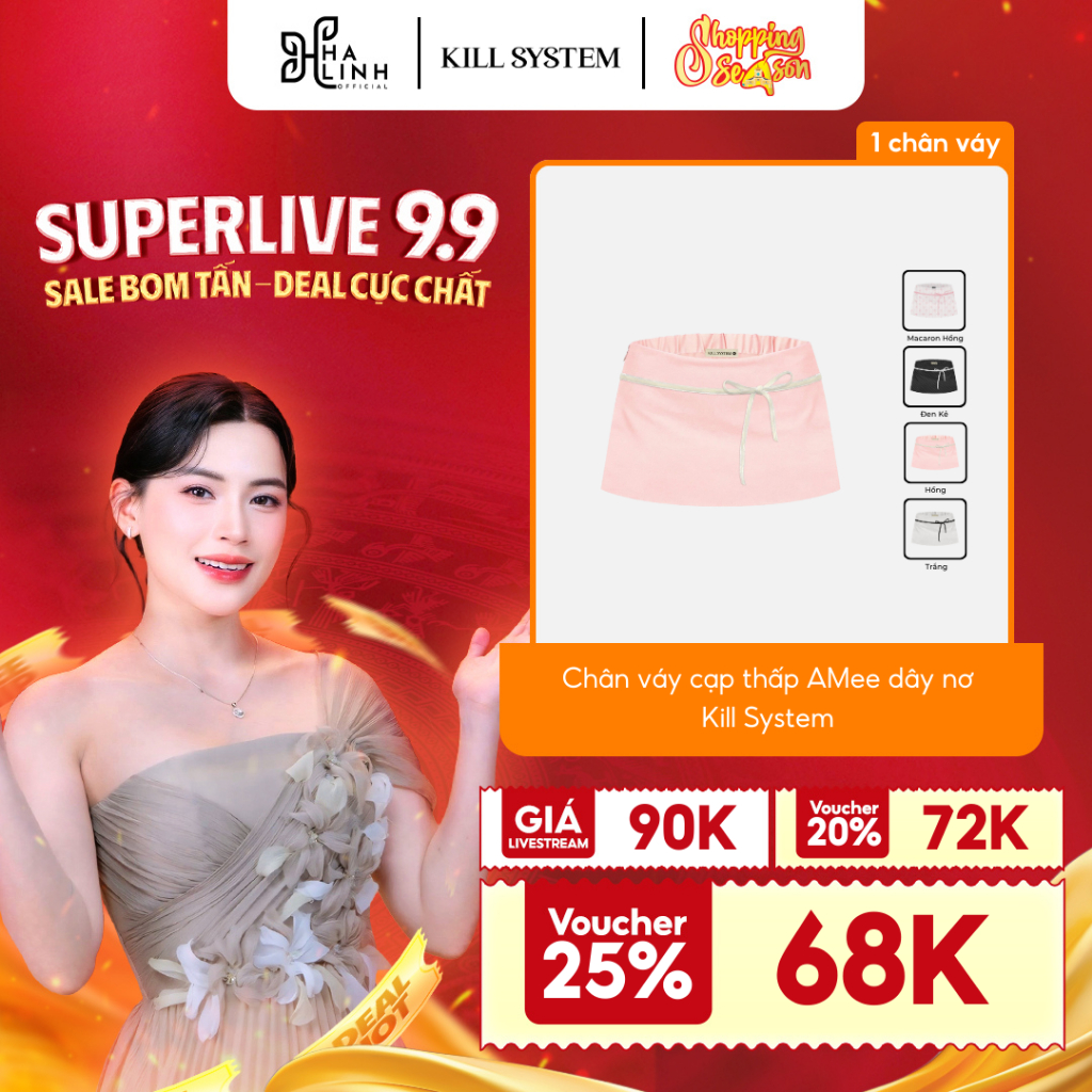 [Võ Hà Linh x Kill System] Chân váy cạp thấp AMee dây nơ Kill System ...