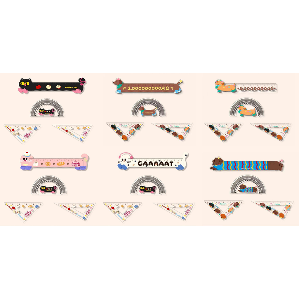 Bộ eke thước kẻ mèo chó dài EKNI46a bộ eke cute dễ thương | Shopee Việt Nam