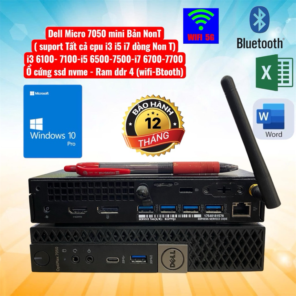 Máy tính pc mini Dell 7050 Bản Non T ,i3 6100,i3 7100,i5 6500,i5 7500 ...