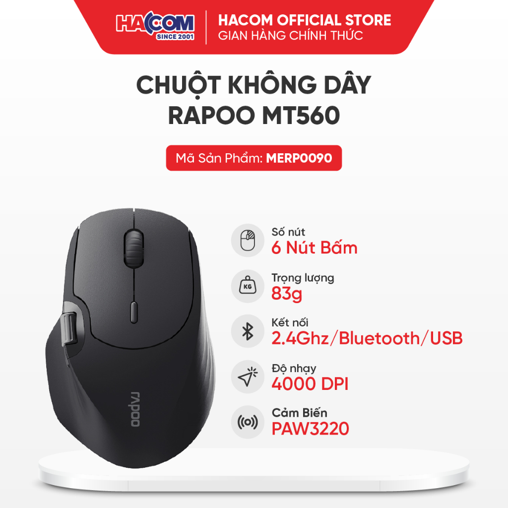 Chuột không dây Rapoo MT560 - Màu Đen | Shopee Việt Nam